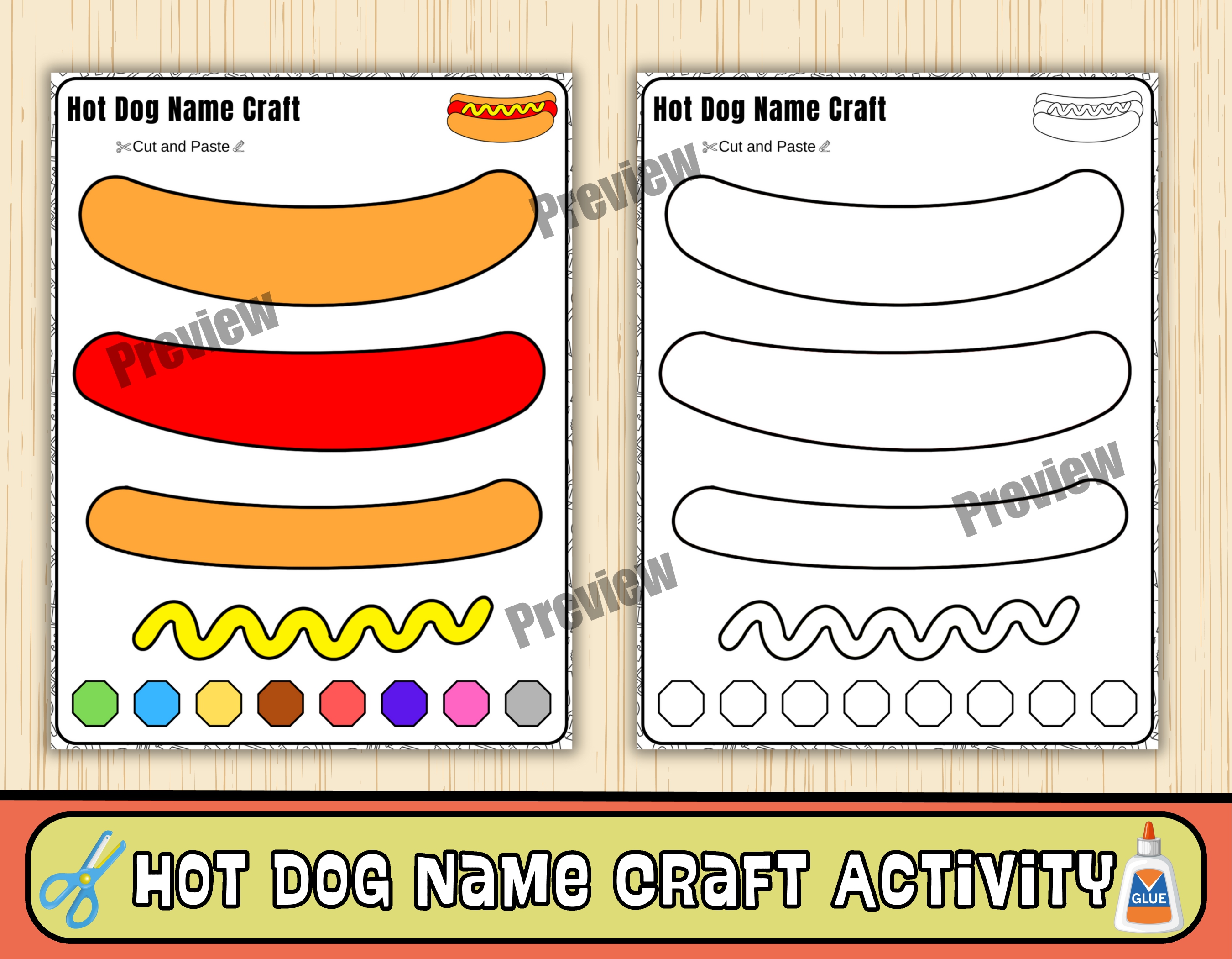 Hot Dog Name Craft Camping Theme Day Activities-Fast Food Hot dog Cut ...