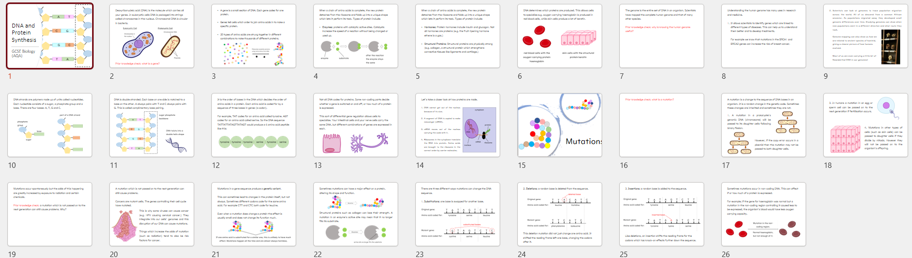 DNA Supplementary Slides and Worksheet (GCSE Biology AQA) | Teaching ...