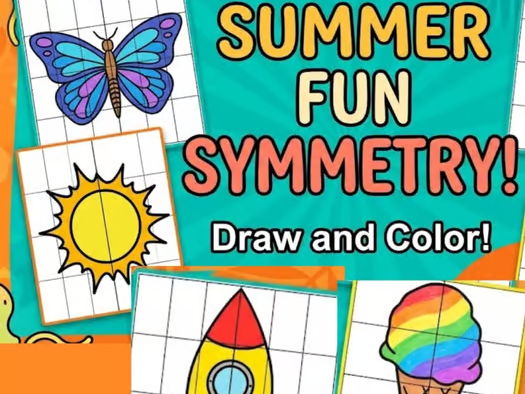 Summer Symmetry Drawing Activity Book for Kids | Grid Symmetry ...