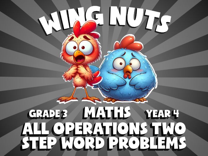 All Operations Two Step Word Problems WING NUTS Maths Game | No-Prep ...