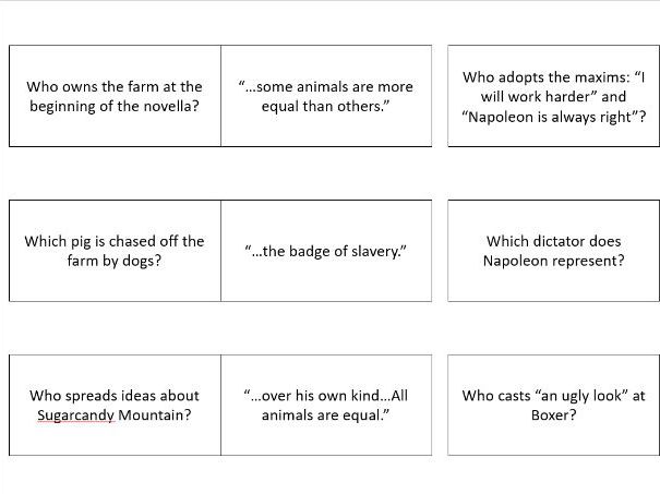 Animal Farm Dominoes Revision Game. | Teaching Resources