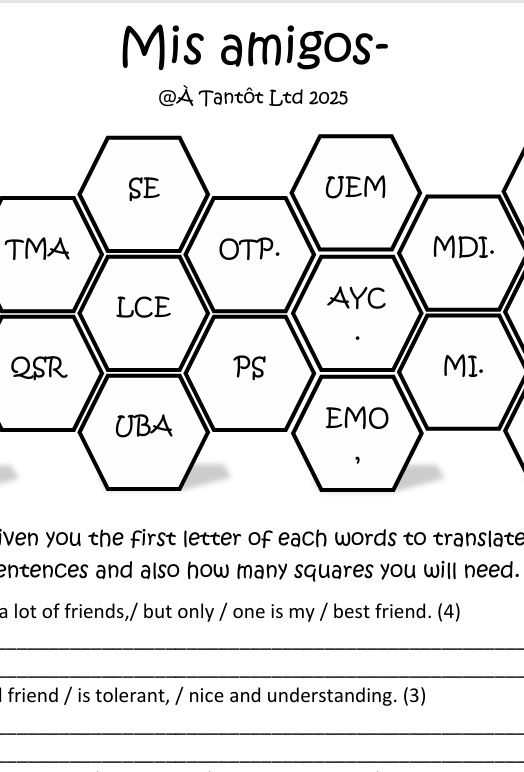 Letter translation - los amigos - friends - Spanish | Teaching Resources