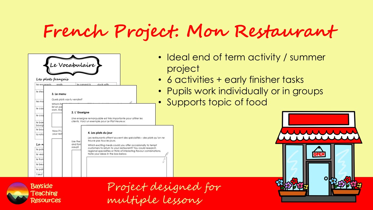 French Restaurant Project | Food vocabulary | KS3 | Teaching Resources