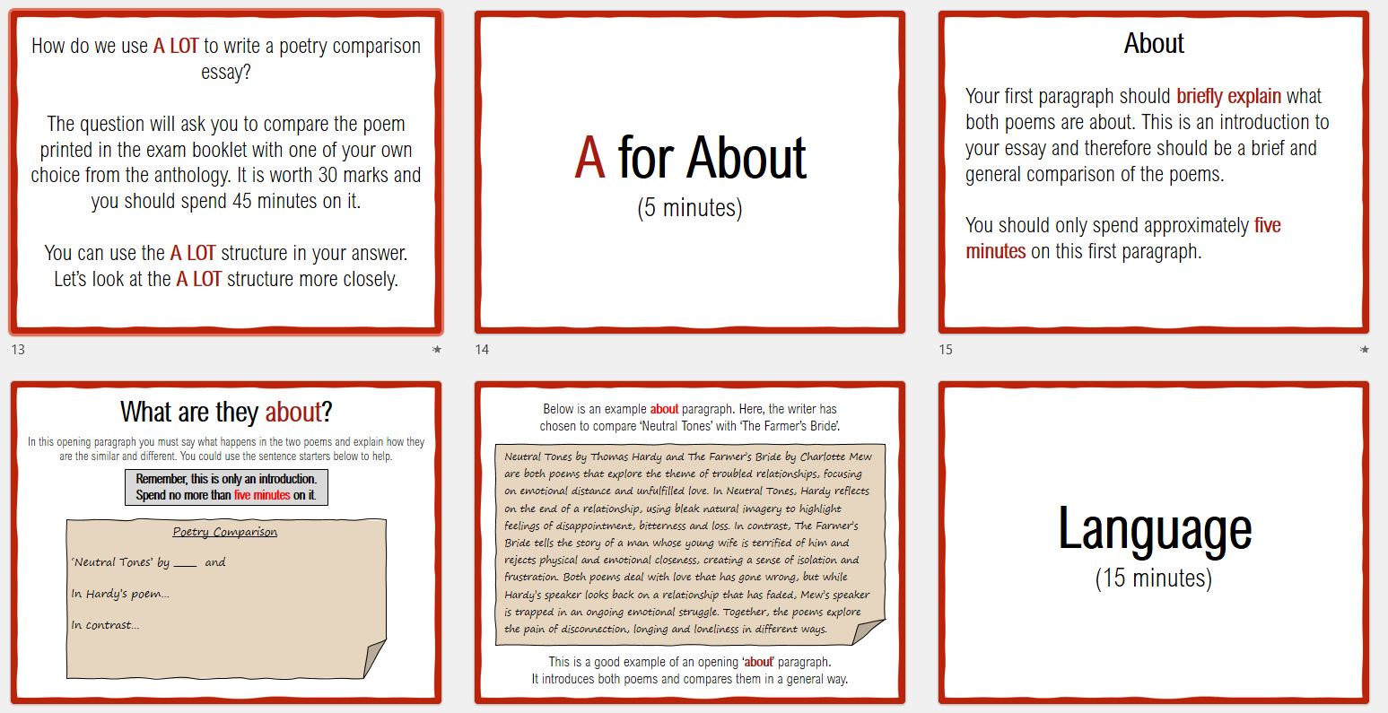 AQA Anthology Poetry – How to Answer the Love and Relationships ...