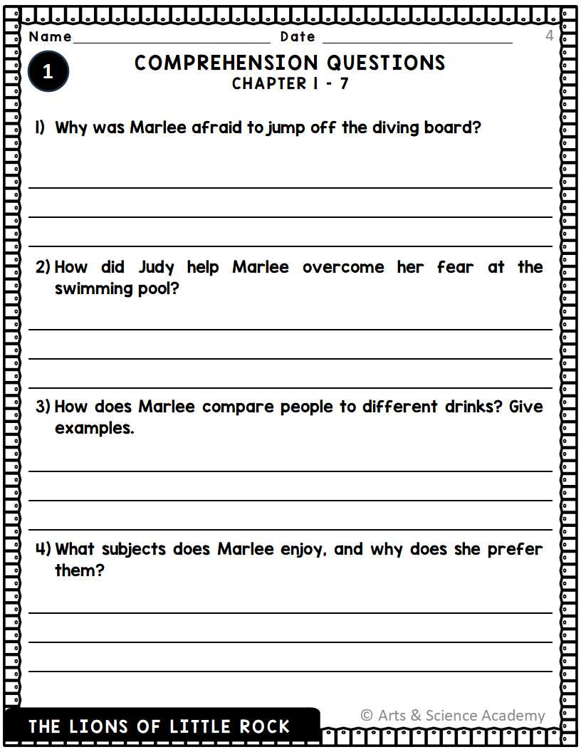 THE LIONS OF LITTLE ROCK Novel Study Comprehension, Critical Thinking, Vocab, MCQs, True or ...