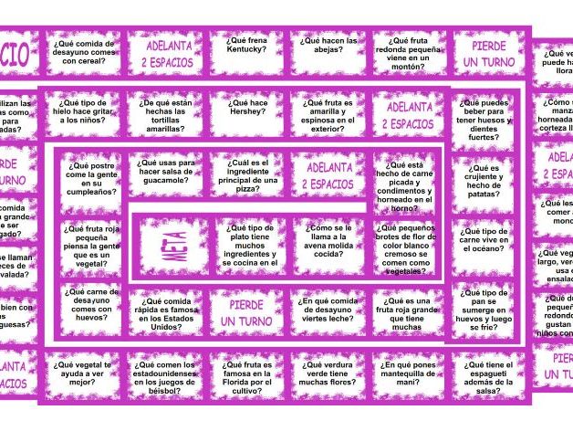 Food Items Spanish 4 Worksheet-2 Game-1 Exam | Teaching Resources