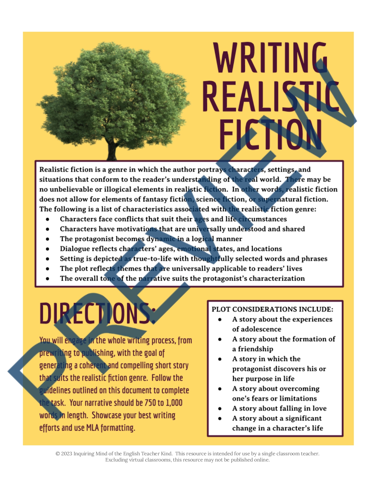High School Creative Writing Unit Plan for Realistic Fiction | Teaching ...