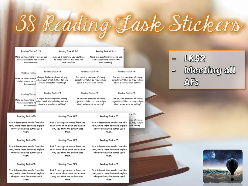 38 Reading Assessment Task Sticker Sheets for Y3 | Teaching Resources