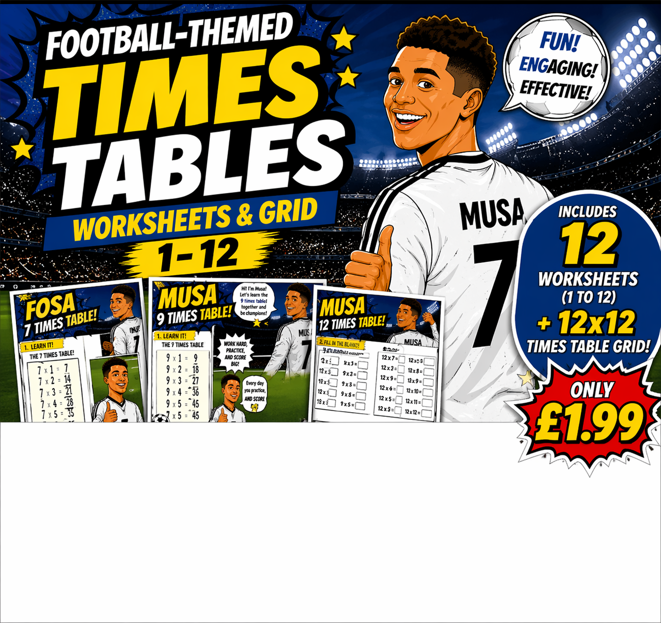 Times Table Pack - Football Themed - 1 to 12 times table - KS1 and KS2 ...