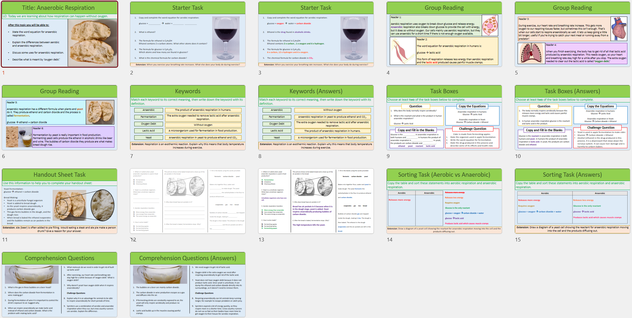 Anaerobic Respiration ~ KS3 ~ Year 8 | Teaching Resources