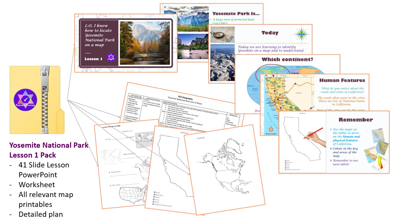 Yosemite National Park Map Lesson 1 | Teaching Resources