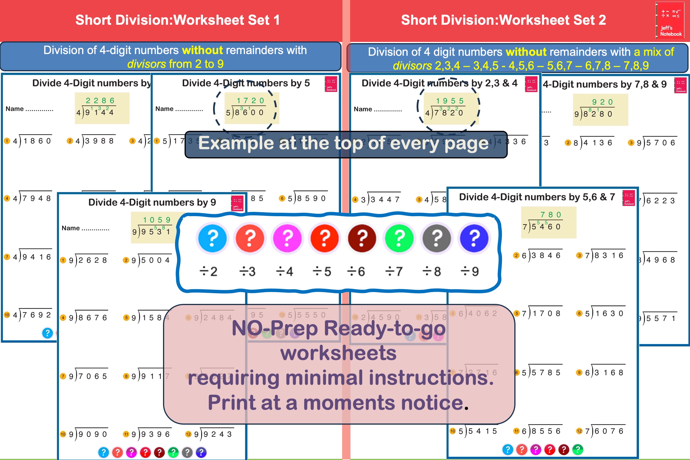 Short Division: 4-digit by 1-digit with & without remainders | Teaching ...