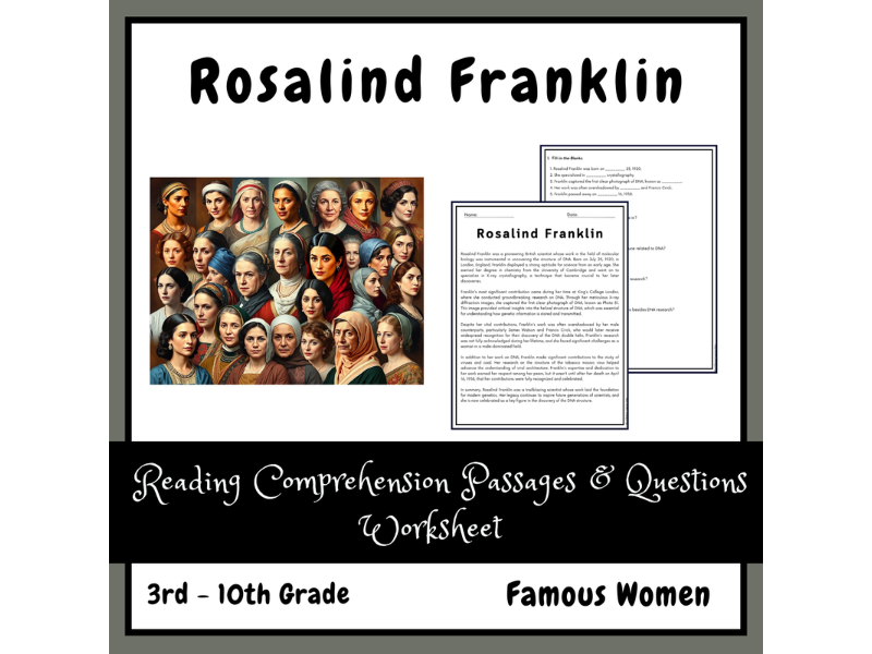 Rosalind Franklin Reading Comprehension Passages & Questions Worksheets ...