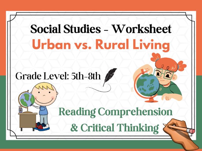Urban vs. Rural Living: Reading Comprehension Passages & Questions ...