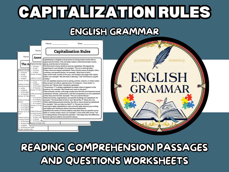 Capitalization Rules - English Grammar Reading Comprehension Passages ...