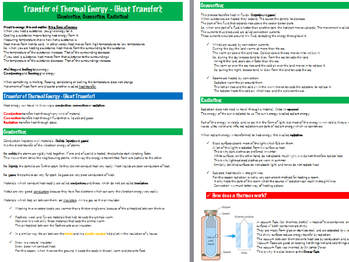 Transfer of Thermal Energy - (Heat Transfer; Conduction, Convection ...