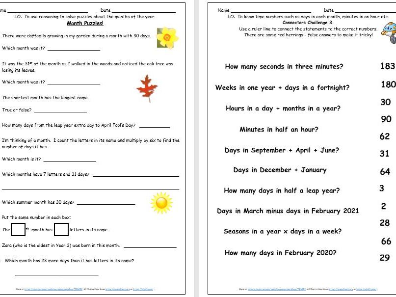 Y3 Time Free Taster | Teaching Resources