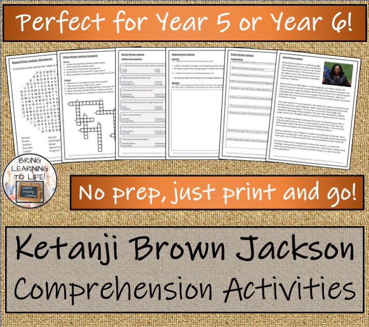 Ketanji Brown Jackson Reading Comprehension Activities | Year 5 or Year ...