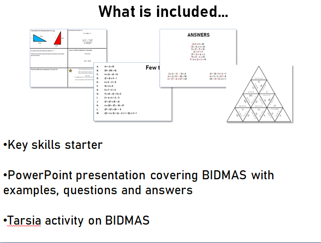 Bidmas Teaching Resources