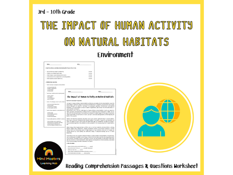 The Impact of Human Activity on Natural Habitats Reading Comprehension ...