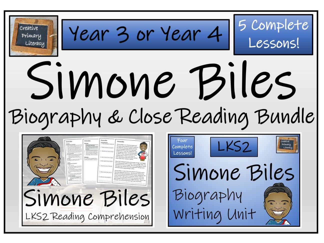 LKS2 Simone Biles Reading Comprehension & Biography Bundle | Teaching ...