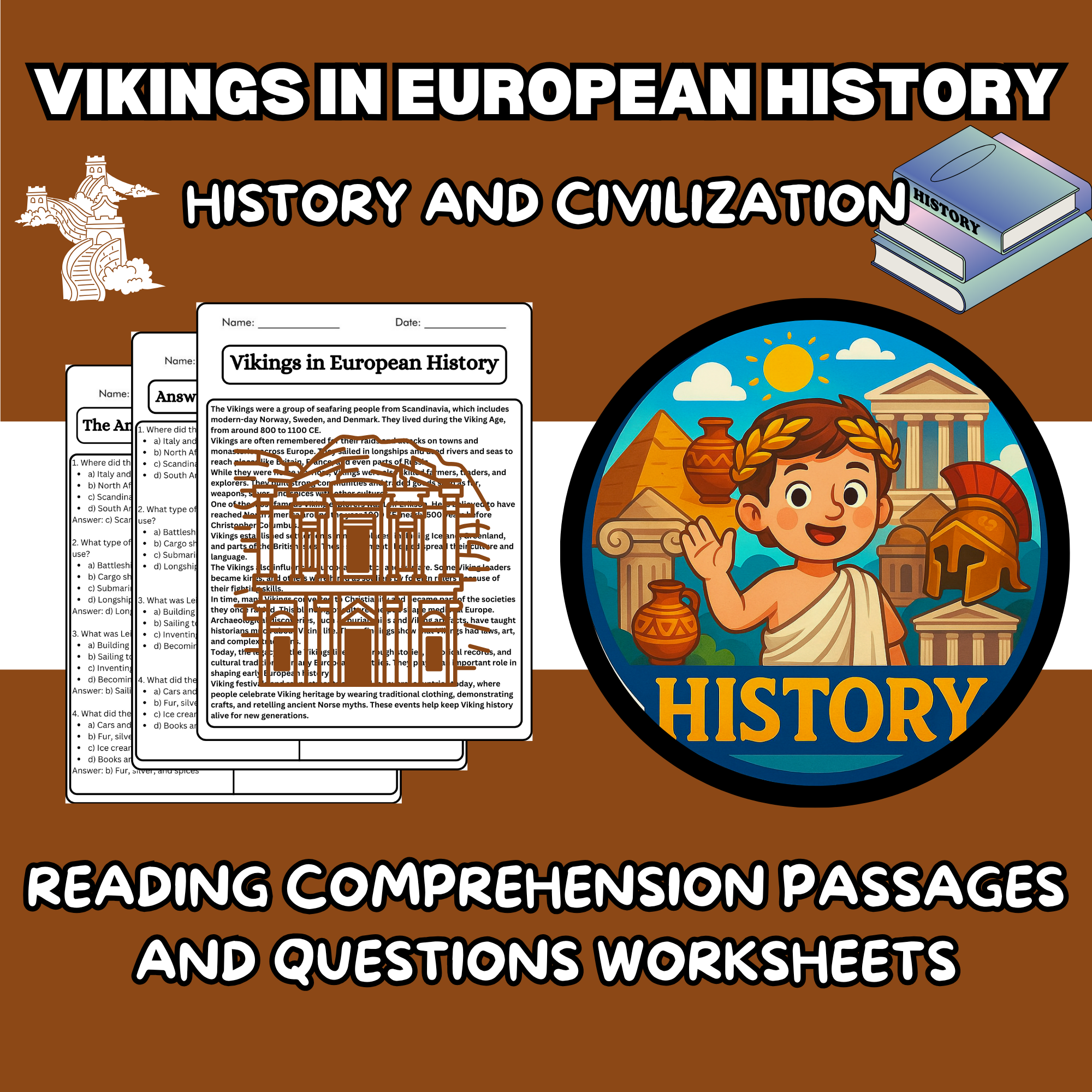 Vikings in European History Reading Comprehension Passages & Questions ...