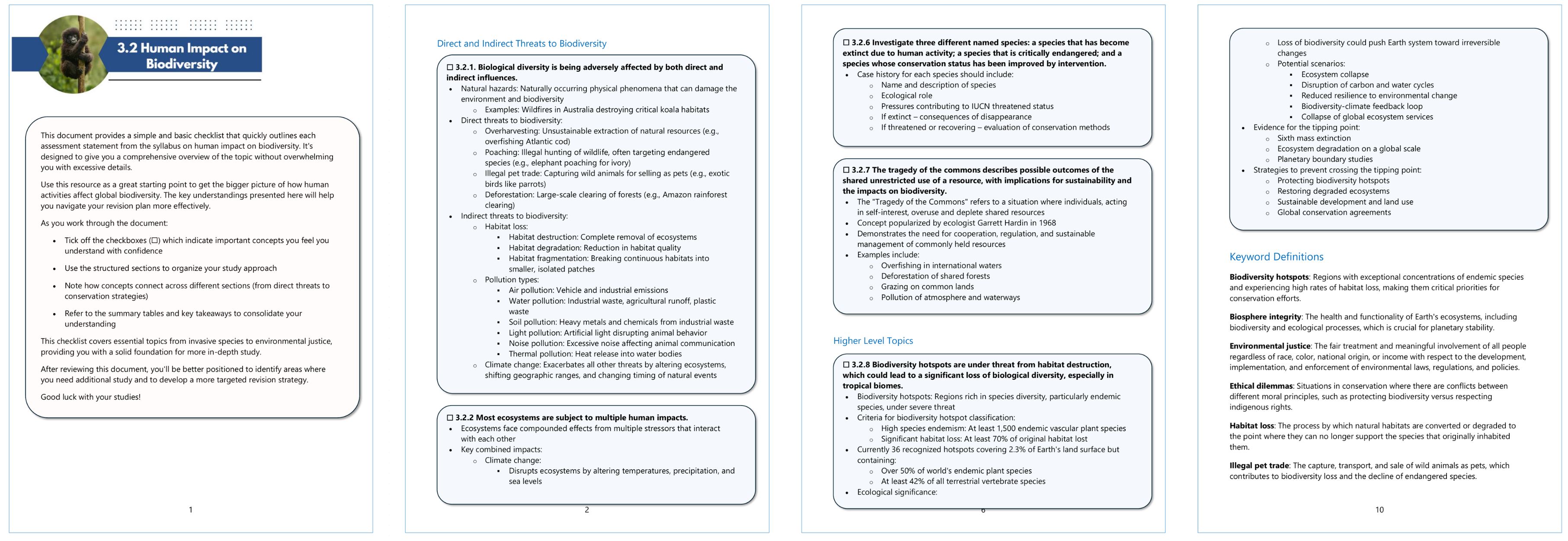 IB DP ESS 3.2: Human Impact Condensed Revision Outline 2026 | Teaching ...