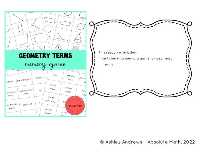 Geometry Memory Game | Teaching Resources