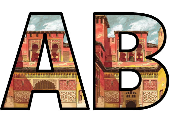Alhambra Spain Building Lettering Set Display Title Letters Numbers ...