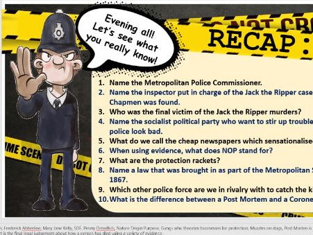 Edexcel GCSE History 1-9 Whitechapel Jack the Ripper full lesson pack ...
