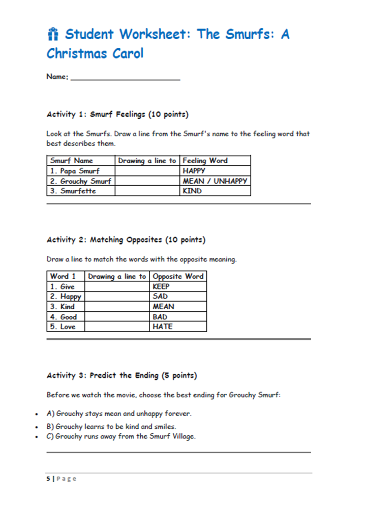 The Smurfs: A Christmas Carol – Elementary English Lesson Plan ...