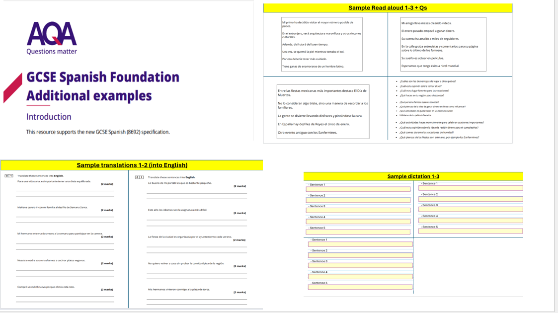 GCSE Spanish Sample material PowerPoints (F+H) AQA 2026 | Teaching ...