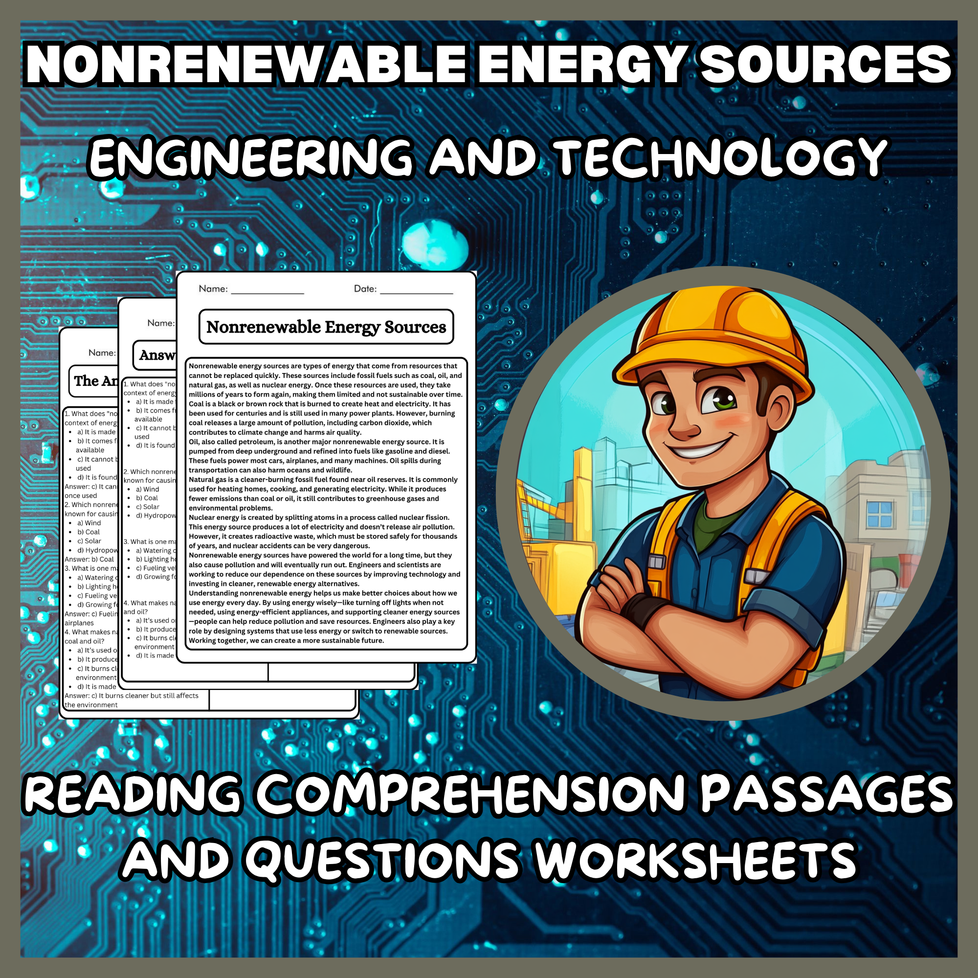 Nonrenewable Energy Sources Reading Comprehension Passages & Questions ...