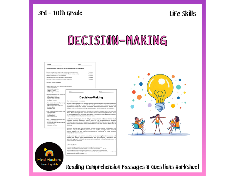 Life Skills Reading Comprehension Passages & Questions Worksheets ...