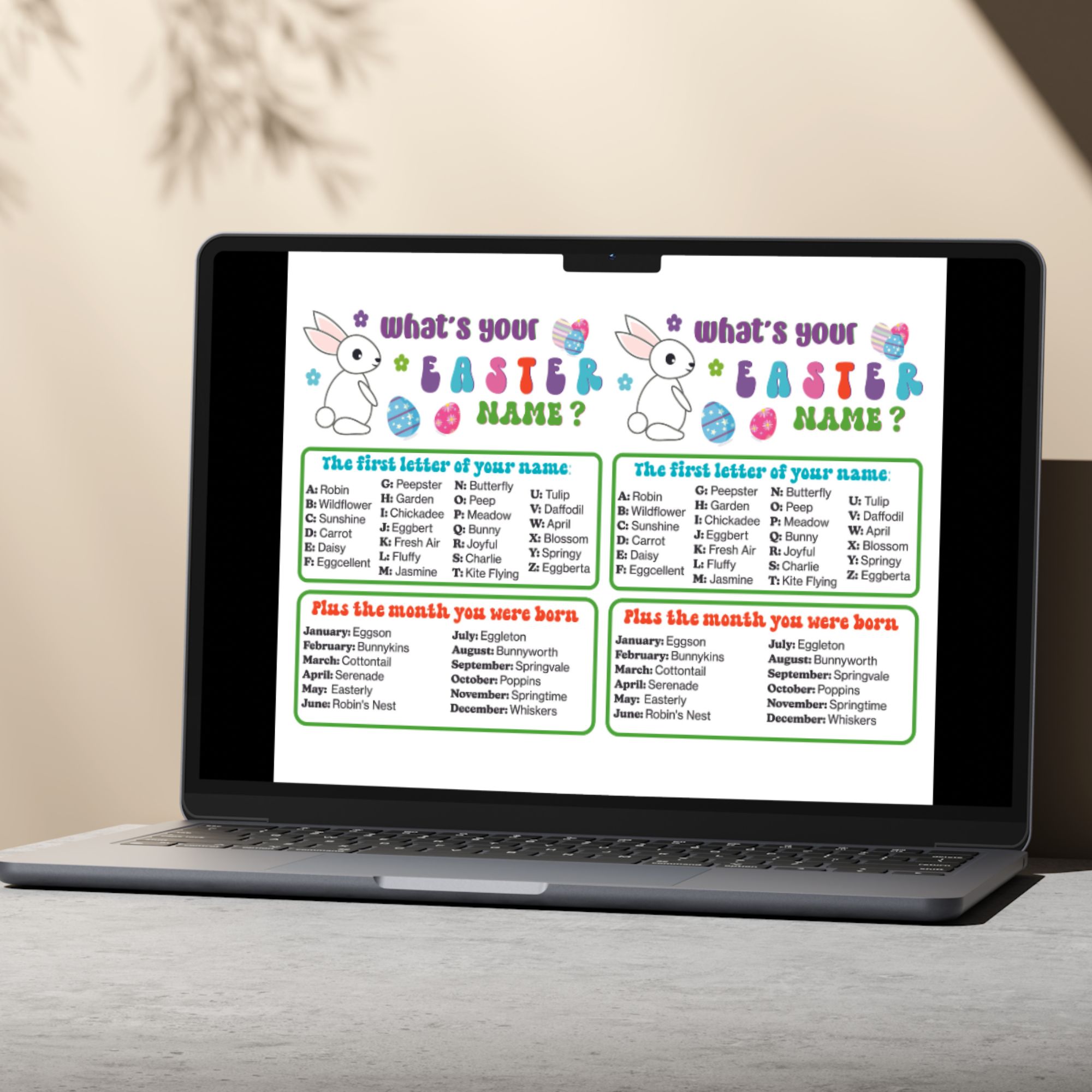 What's Your Easter Name, Nametags, Printable Easter Game, Activity for ...