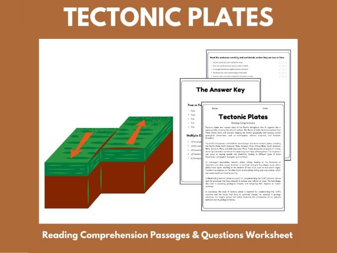Tectonic Plates: Reading Comprehension Passages & Questions Worksheets ...