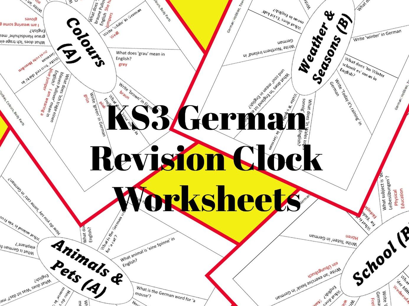 KS3 German Revision Clocks Worksheets | Teaching Resources