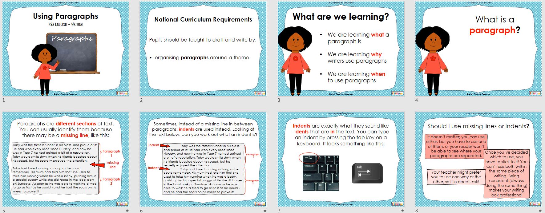 Using Paragraphs - Year 7/8 | Teaching Resources