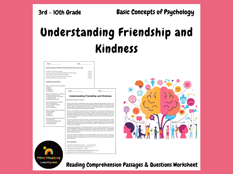 Understanding Friendship and Kindness Reading Comprehension Passages ...