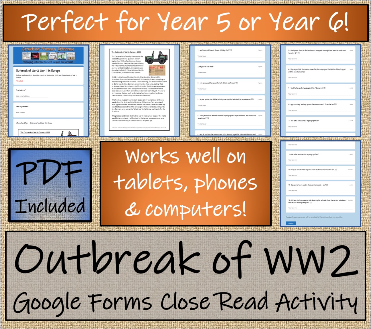 UKS2 Outbreak of World War 2 Reading Comprehension Activity | Digital ...