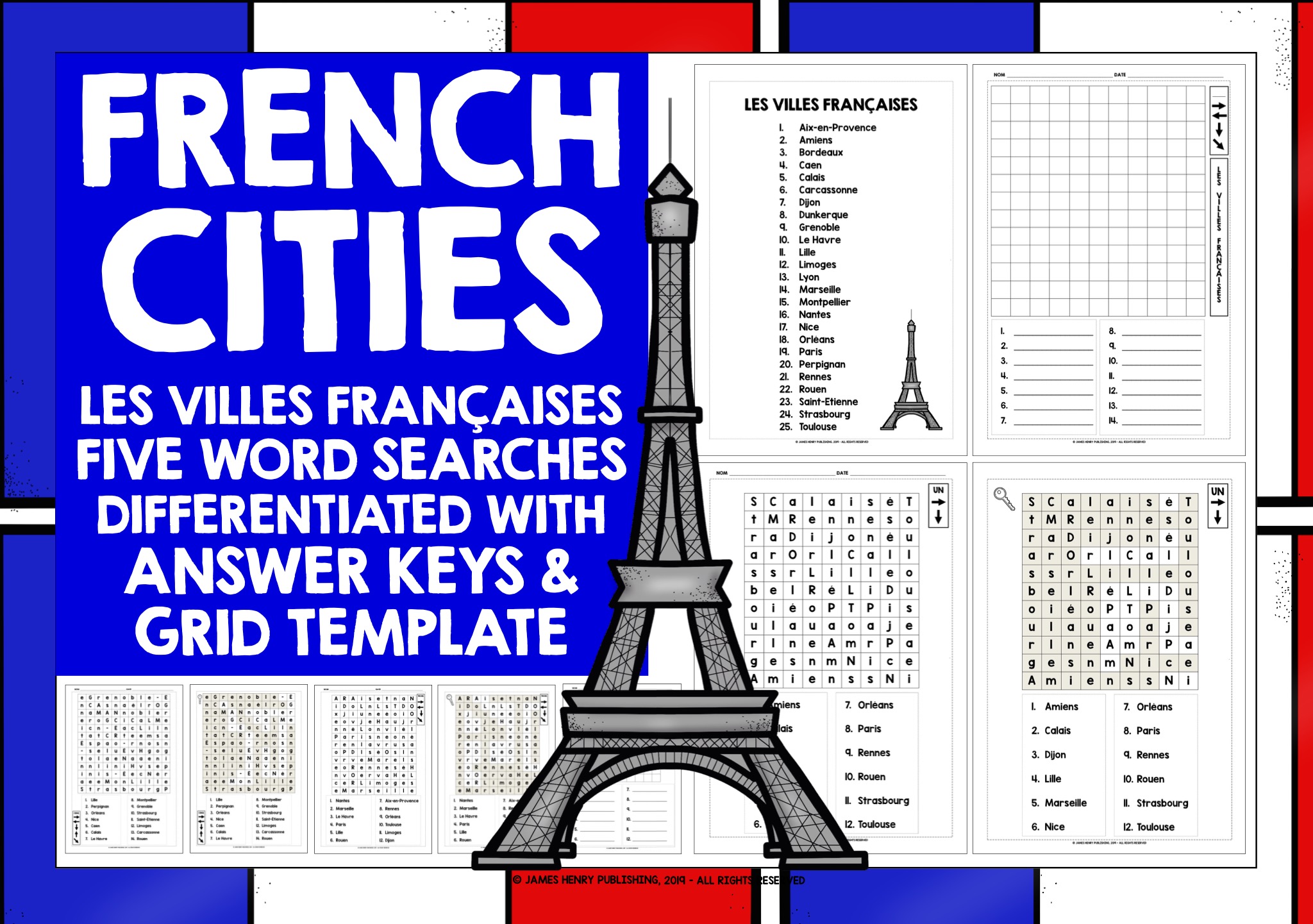 FRENCH MAJOR CITIES WORD SEARCHES | Teaching Resources