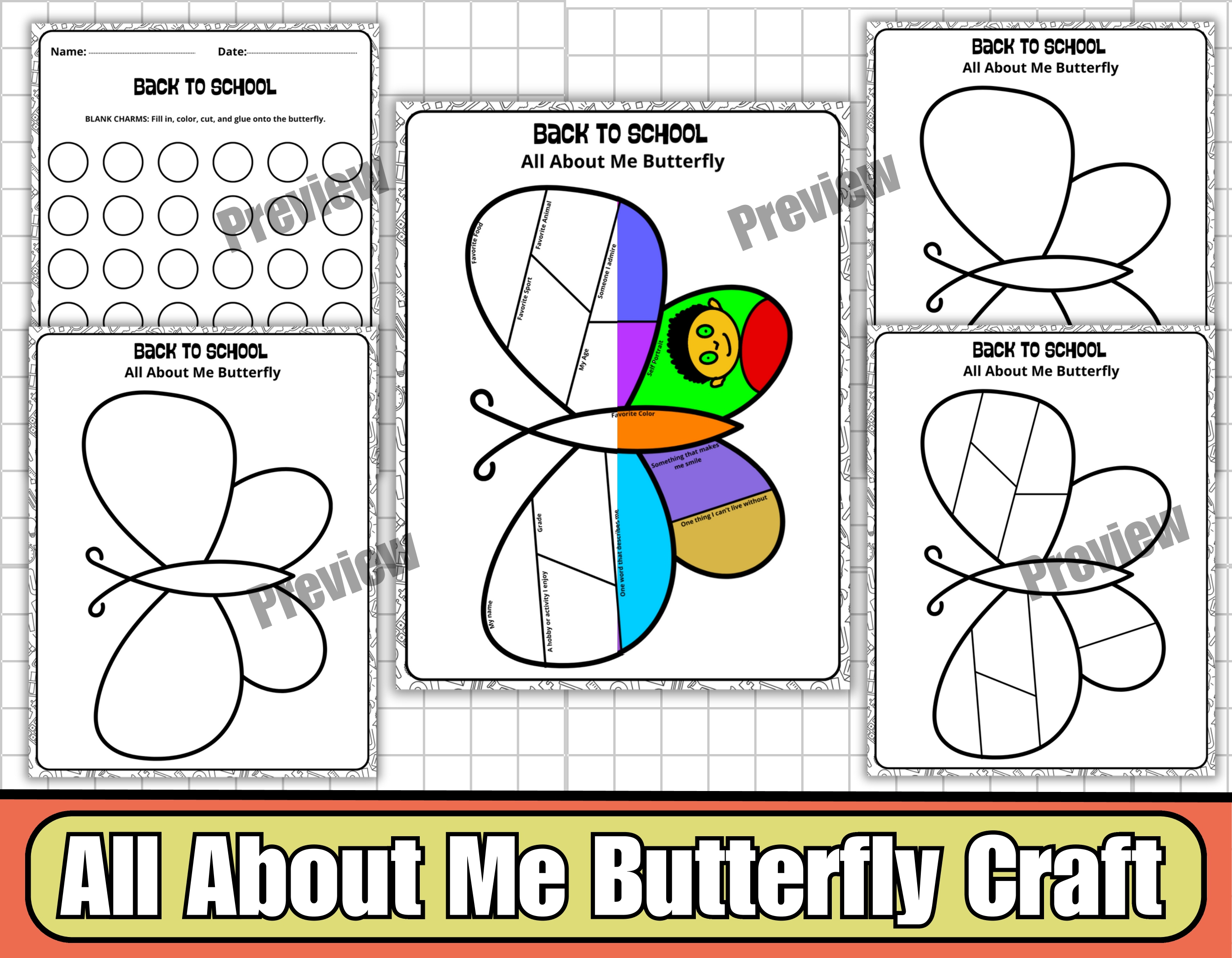 All About Me Butterfly Craft-Get to Know Me-Back to School-Cut & Paste ...