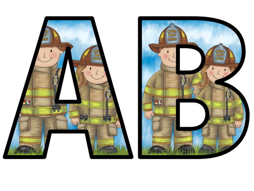 Firemen Firewoman Dramatic Role Play Center Area Lettering Set Display ...