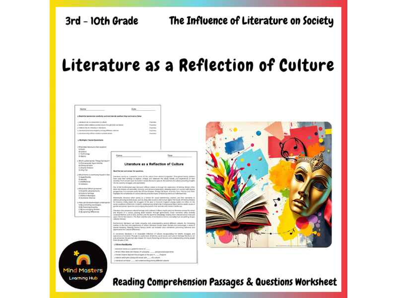 Literature as a Reflection of Culture Reading Comprehension Passages ...