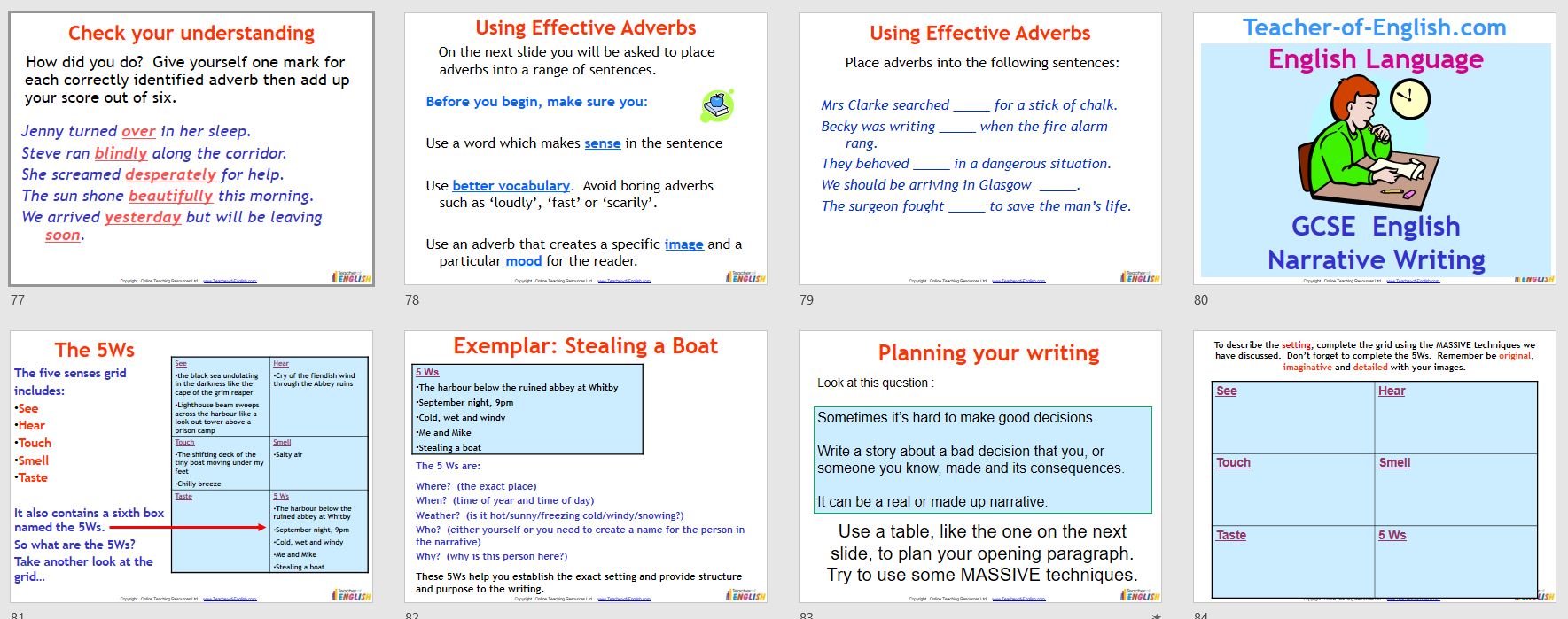 GCSE English Narrative Writing Unit Of Work Teaching Resources