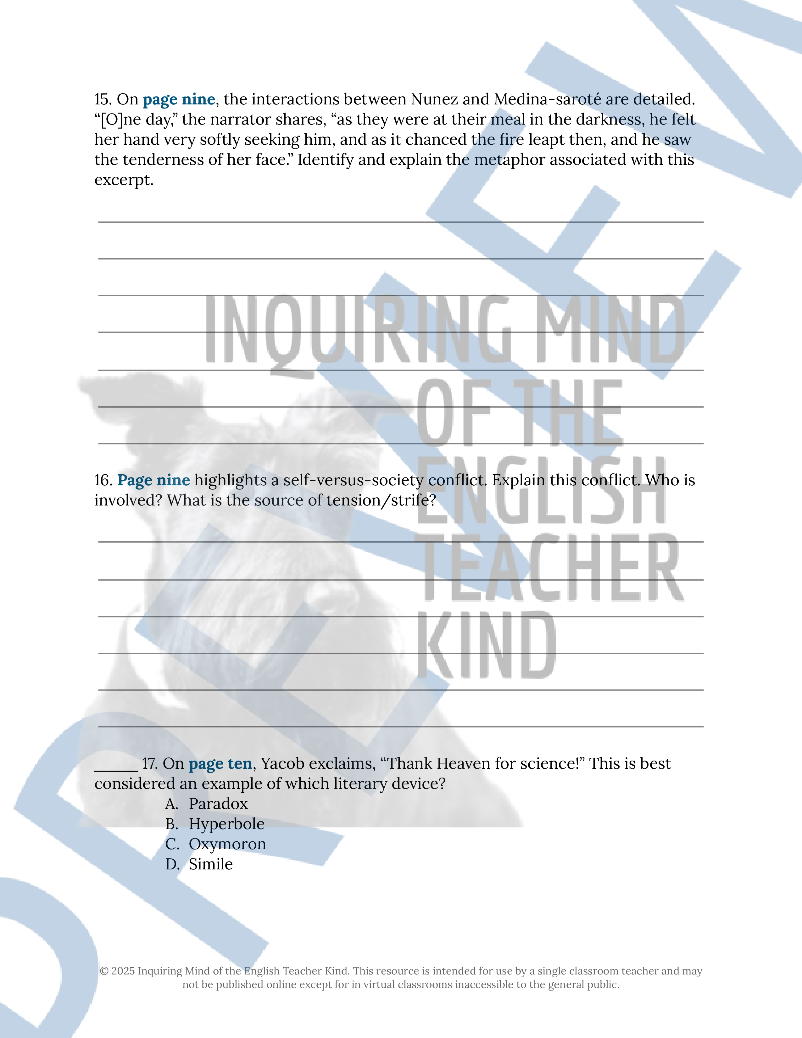 "The Country of the Blind" by H. G. Wells Literary Analysis Worksheet ...