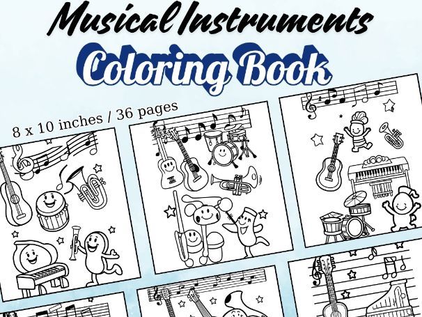Musical Instruments Coloring Pages / Sheets of Musical Instruments ...
