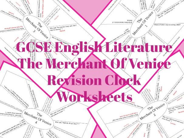 English Literature The Merchant of Venice Revision Clock Worksheets | Teaching Resources