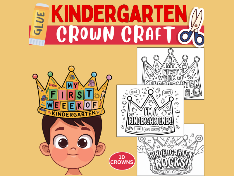 First Week of Kindergarten Crown Craft: BW Headbands | Back-to-School ...