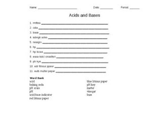 Acids and Bases in Food Science Word Scramble | Teaching Resources